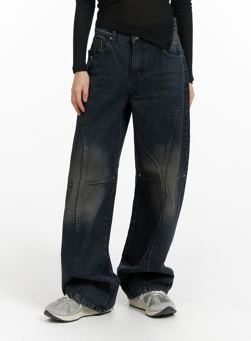 Washed Denim Baggy Jeans CF422 - Acubi style | LEWKIN