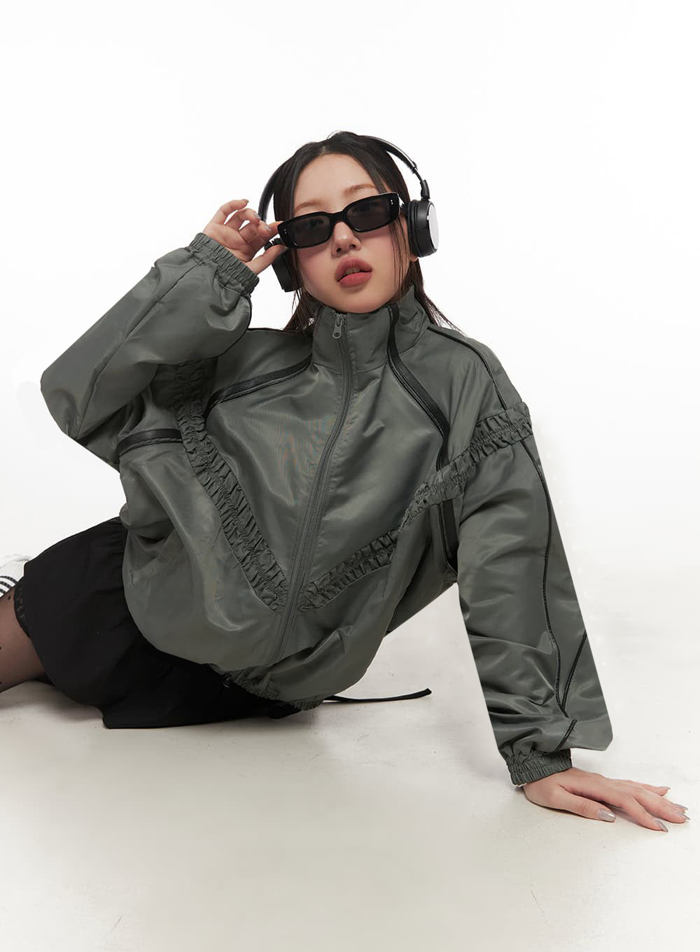 Urban Shirred Windbreaker Jacket IM524 - Acubi style | LEWKIN – LEWKIN ...