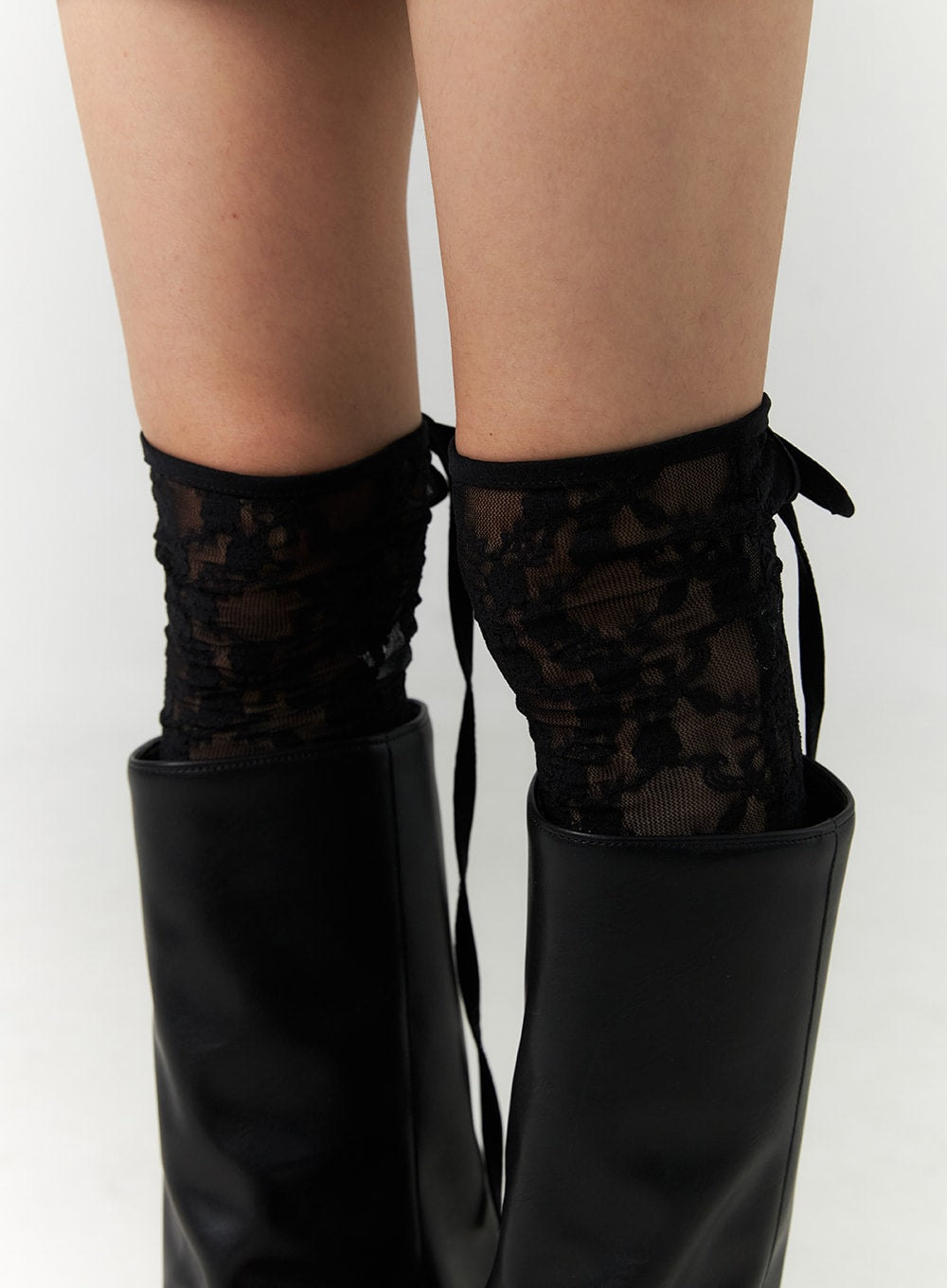 Ribbon Lace Mesh Socks CN317 - Korean Women's Fashion | LEWKIN