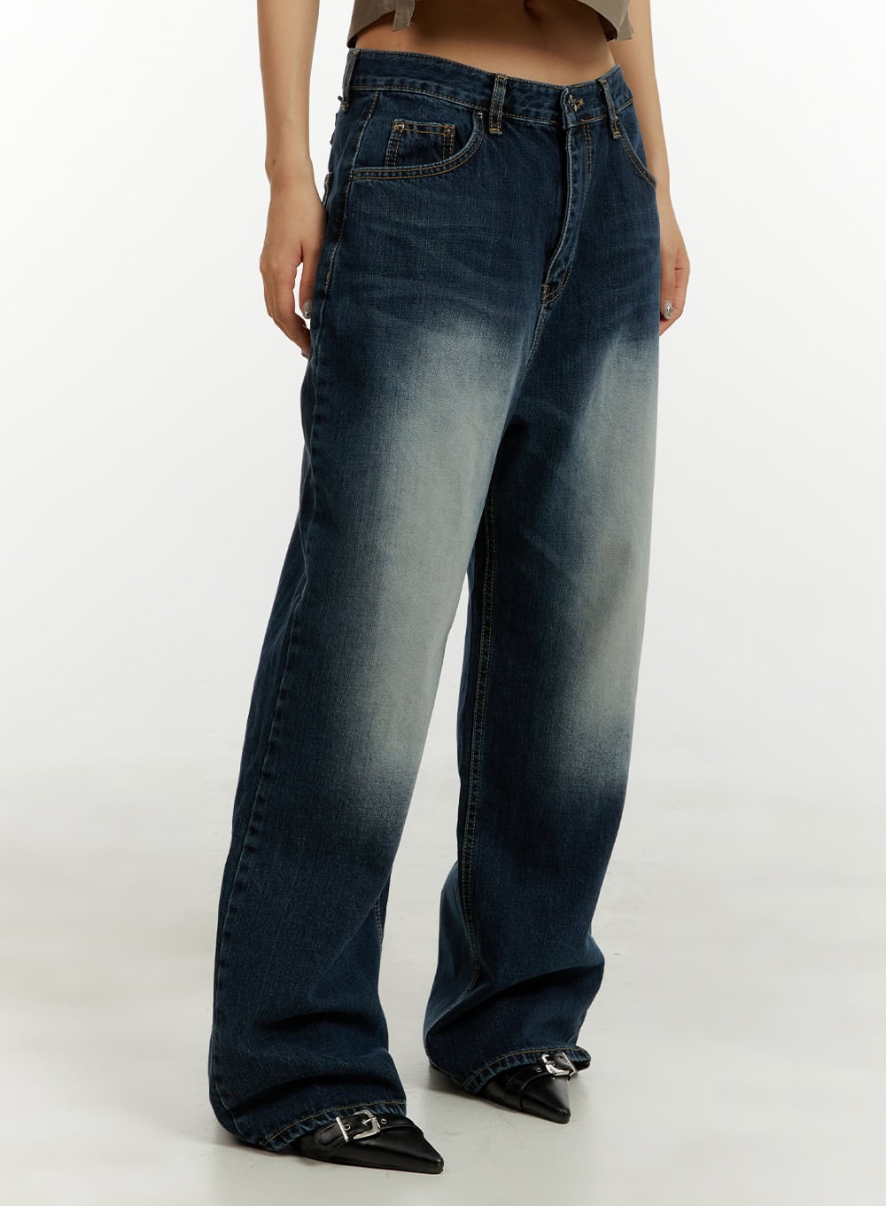 Low Rise Baggy Jeans CY409 - Korean Women's Fashion | LEWKIN