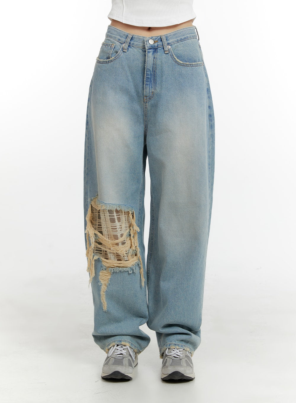 Ripped Baggy Jeans CA401 - Acubi style | LEWKIN