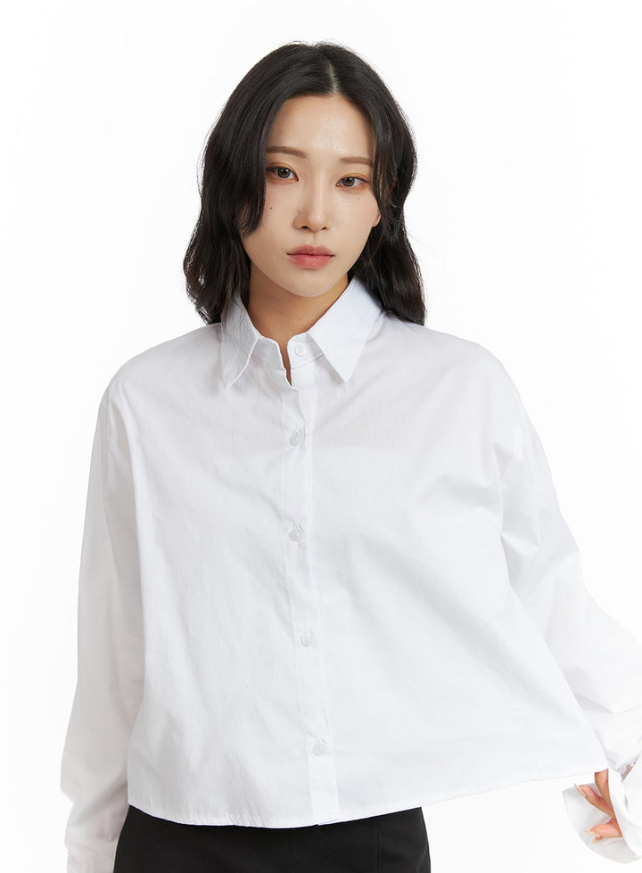 Basic Crop Collar Shirt CF415 - Korean Women's Fashion | LEWKIN ...